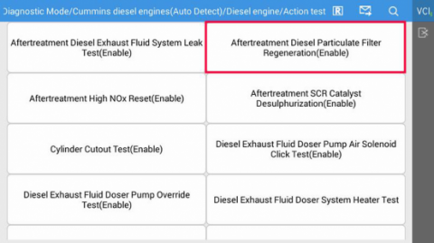 Cummins DPF Regeneration - instruction screenshot | School Bus Tools
