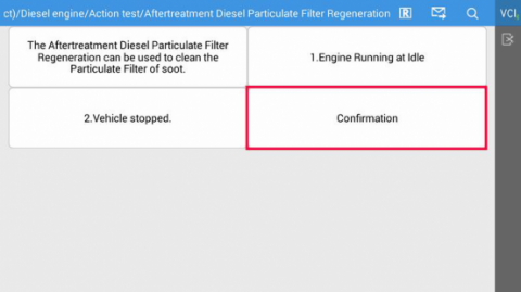Cummins DPF Regeneration - instruction screenshot | School Bus Tools